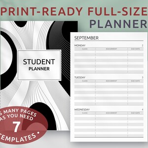 Student Planner Printable, 2024 2025 Editable School Planner ...