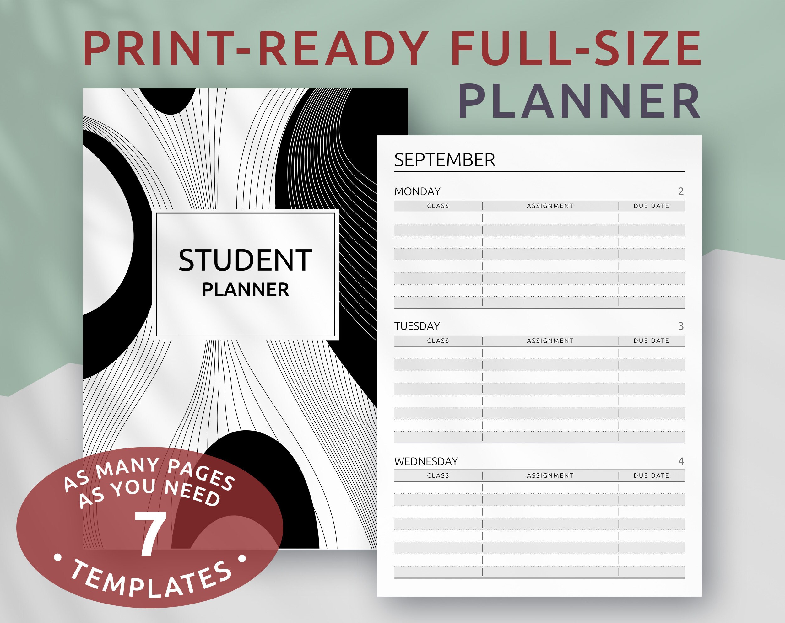Student Planner Printable 2022 2023 Editable School Planner | Etsy