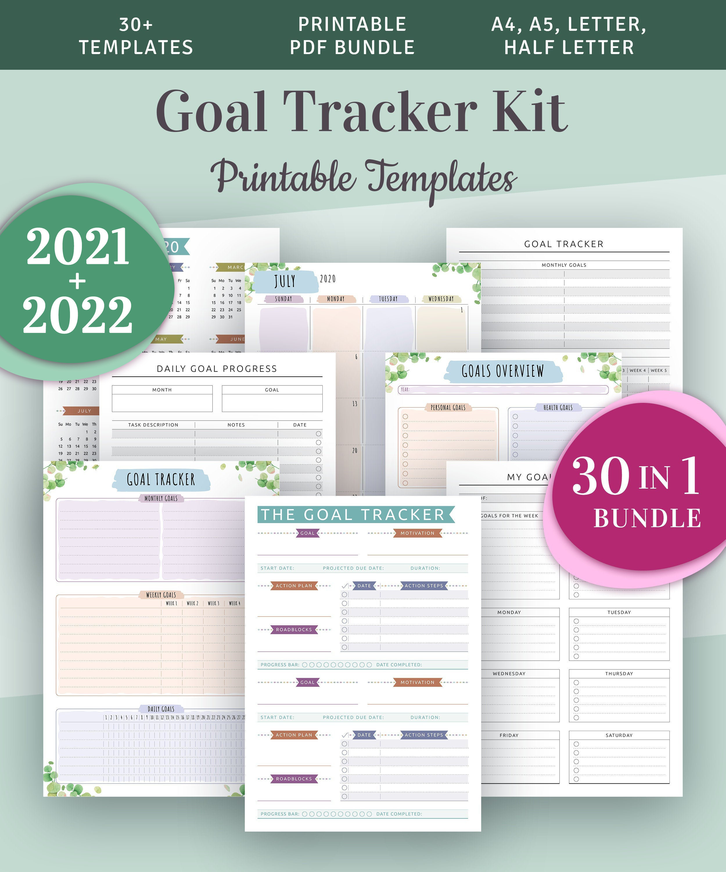 Goal Tracker Kit Collection 30 in 1 Printable Goal Tracking - Etsy Canada