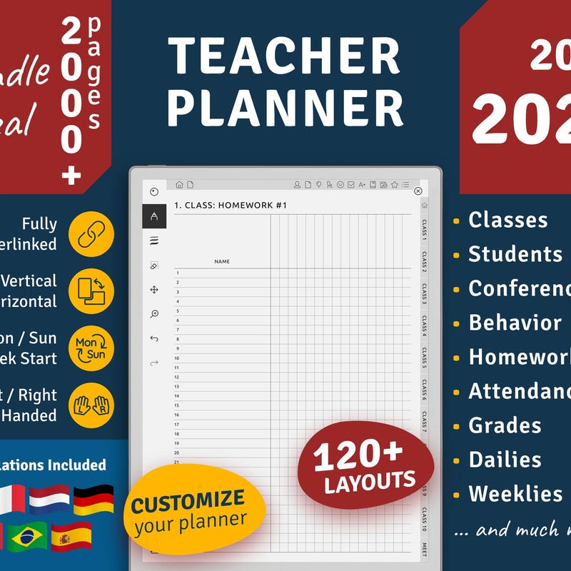 Teacher Subjects Planner - Etsy