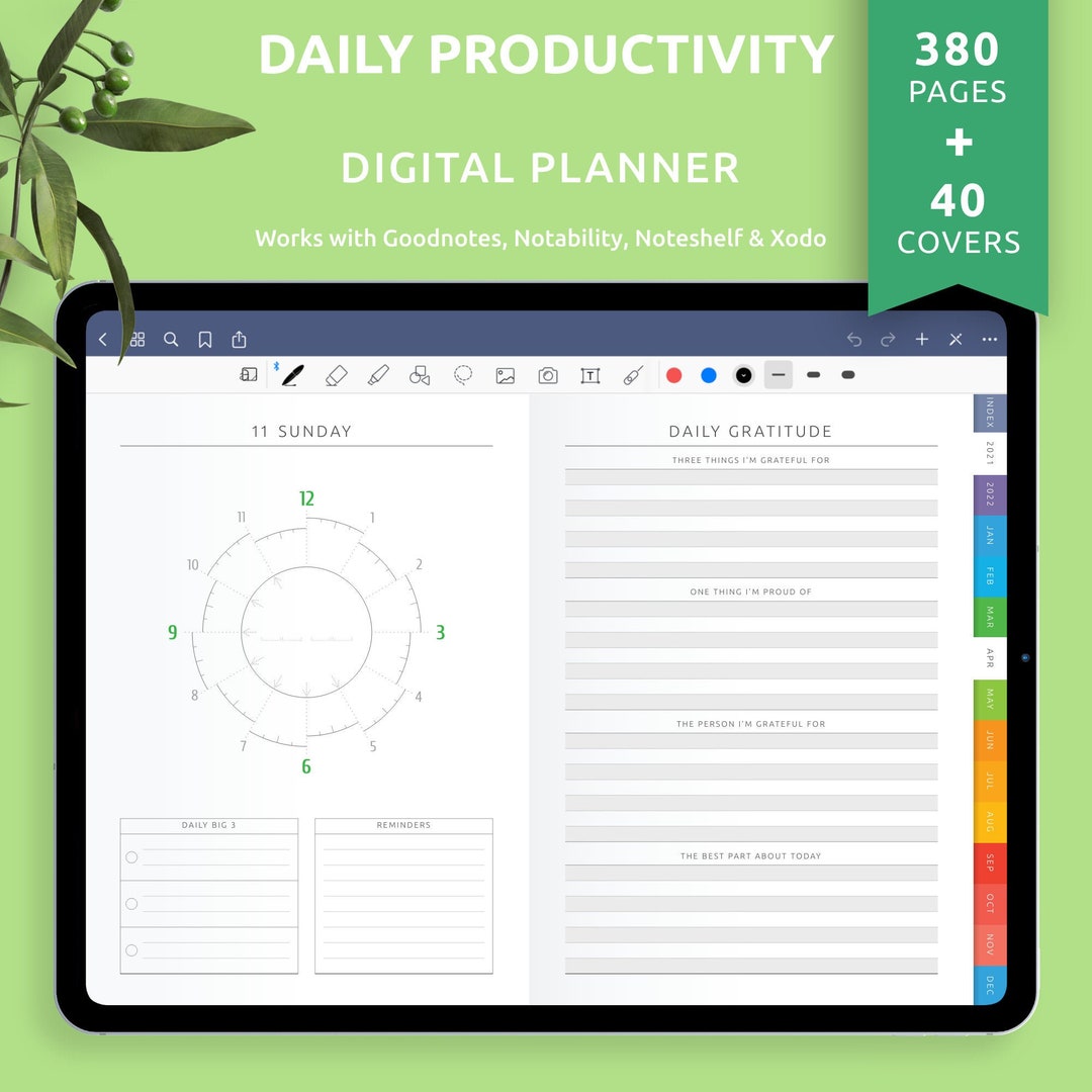 Digital Daily Productivity Planner for Goodnotes, Notability, Daily ...
