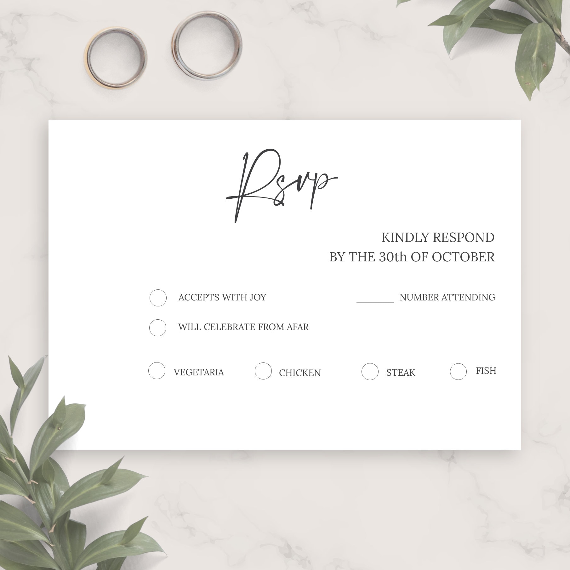 Simple Script Formal Wedding Rsvp Card Template Printable - Etsy