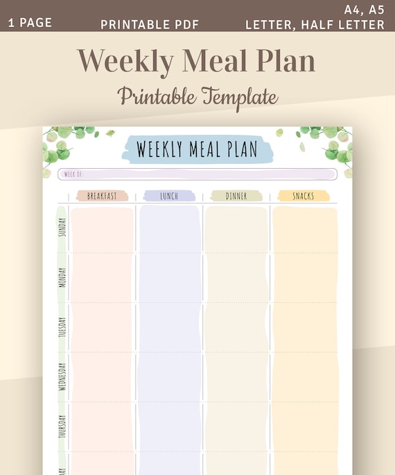 Weekly dinner planner store