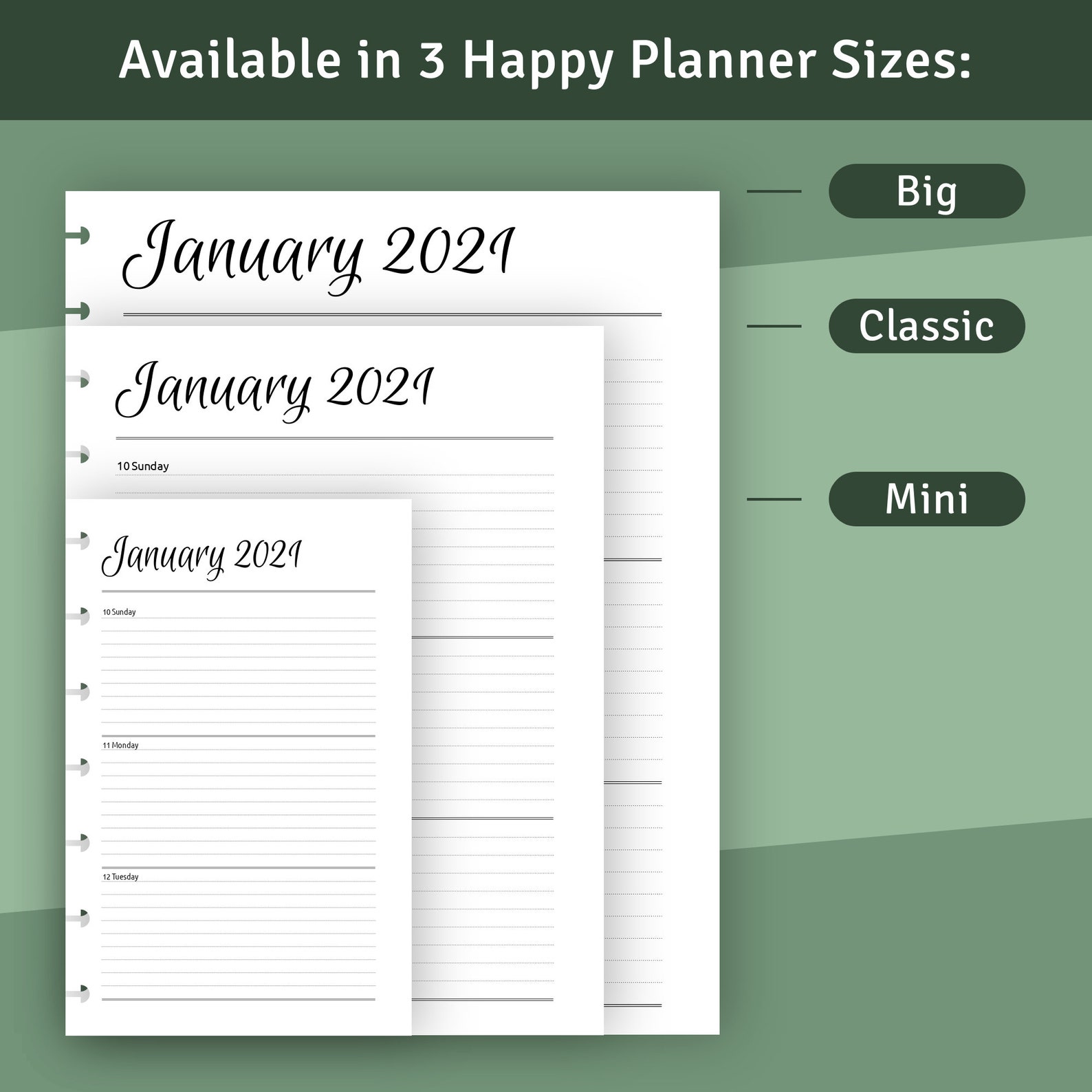 Happy Planner Horizontal Weekly Layout Printable Week on two | Etsy