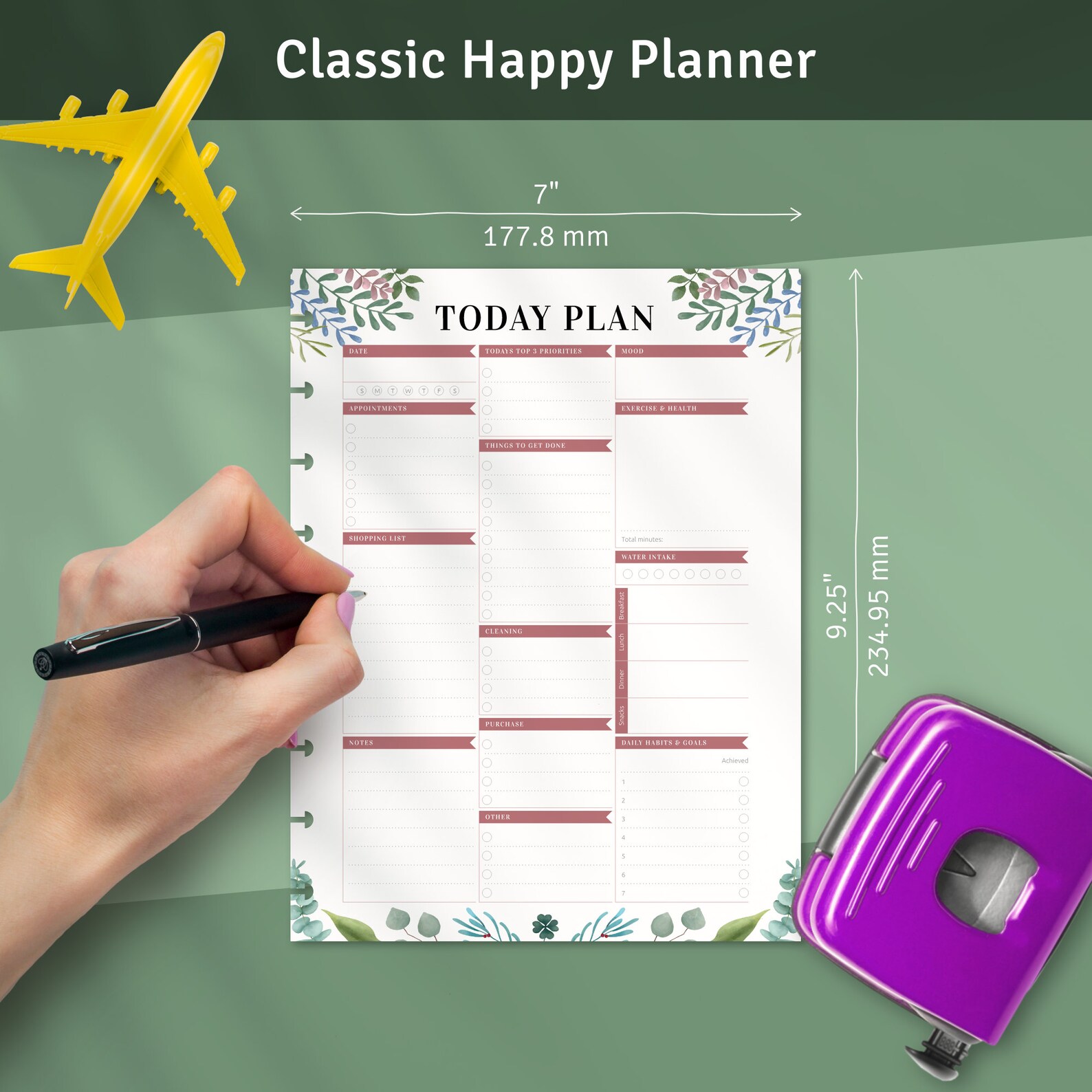 Daily Happy Planner Printable Insert, Daily Agenda Template for Happy ...