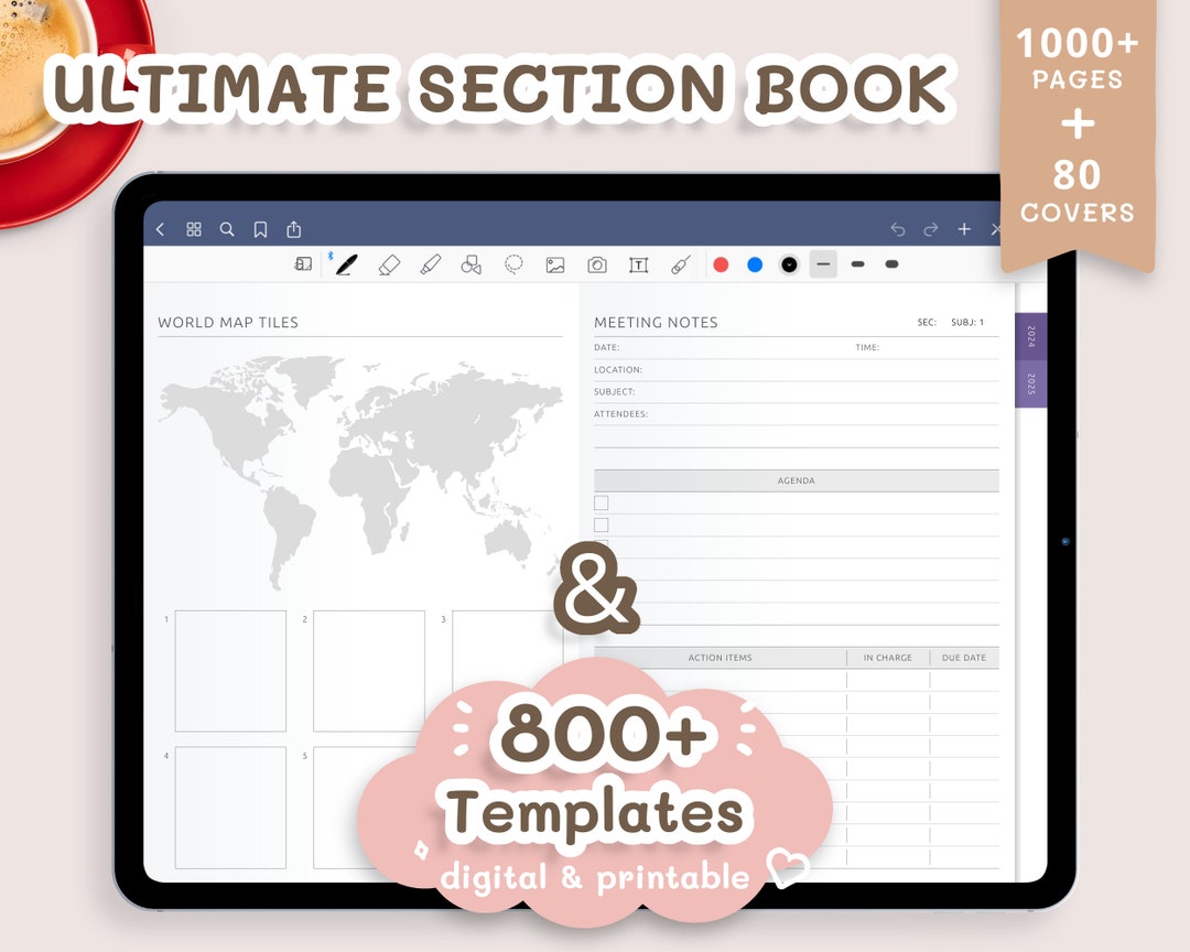 Ultimate Custom Section Book for iPad / Android Tablet, Goodnotes ...