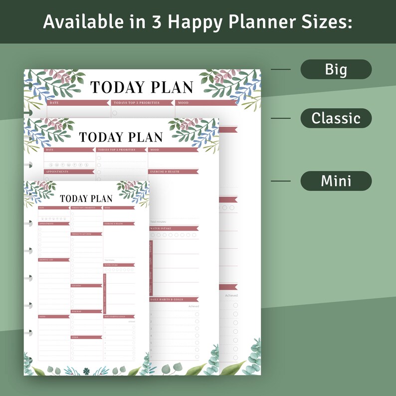 Daily Happy Planner Insert, Classic, Big, Mini (PDF Printable) - Etsy