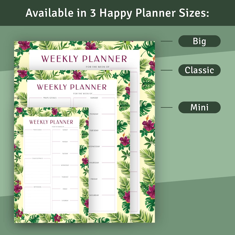 Week on One Page Printable Template for Happy Planner Classic - Etsy
