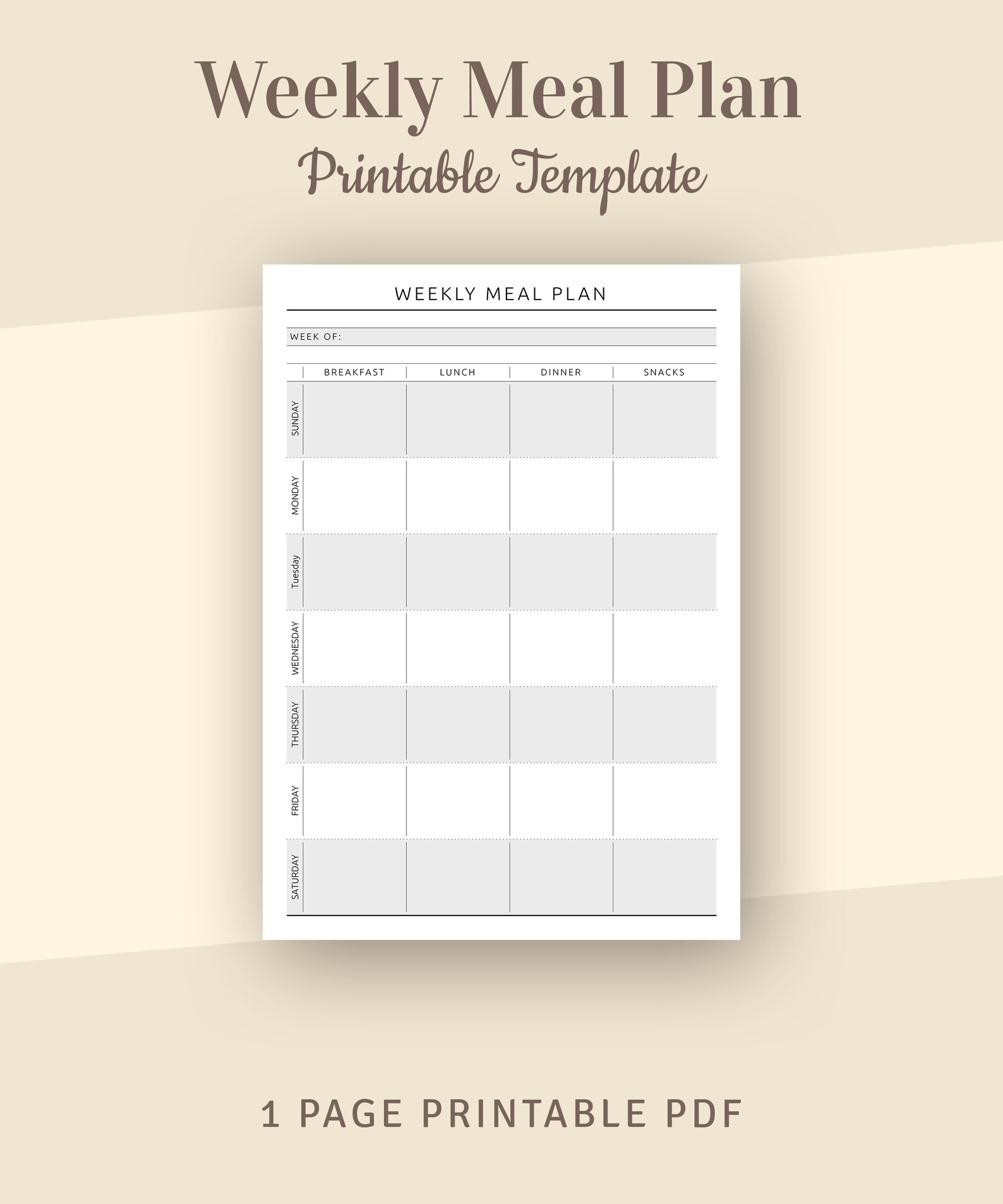 Weekly Meal Plan Printable Week Menu Planner Weekly Food | Etsy