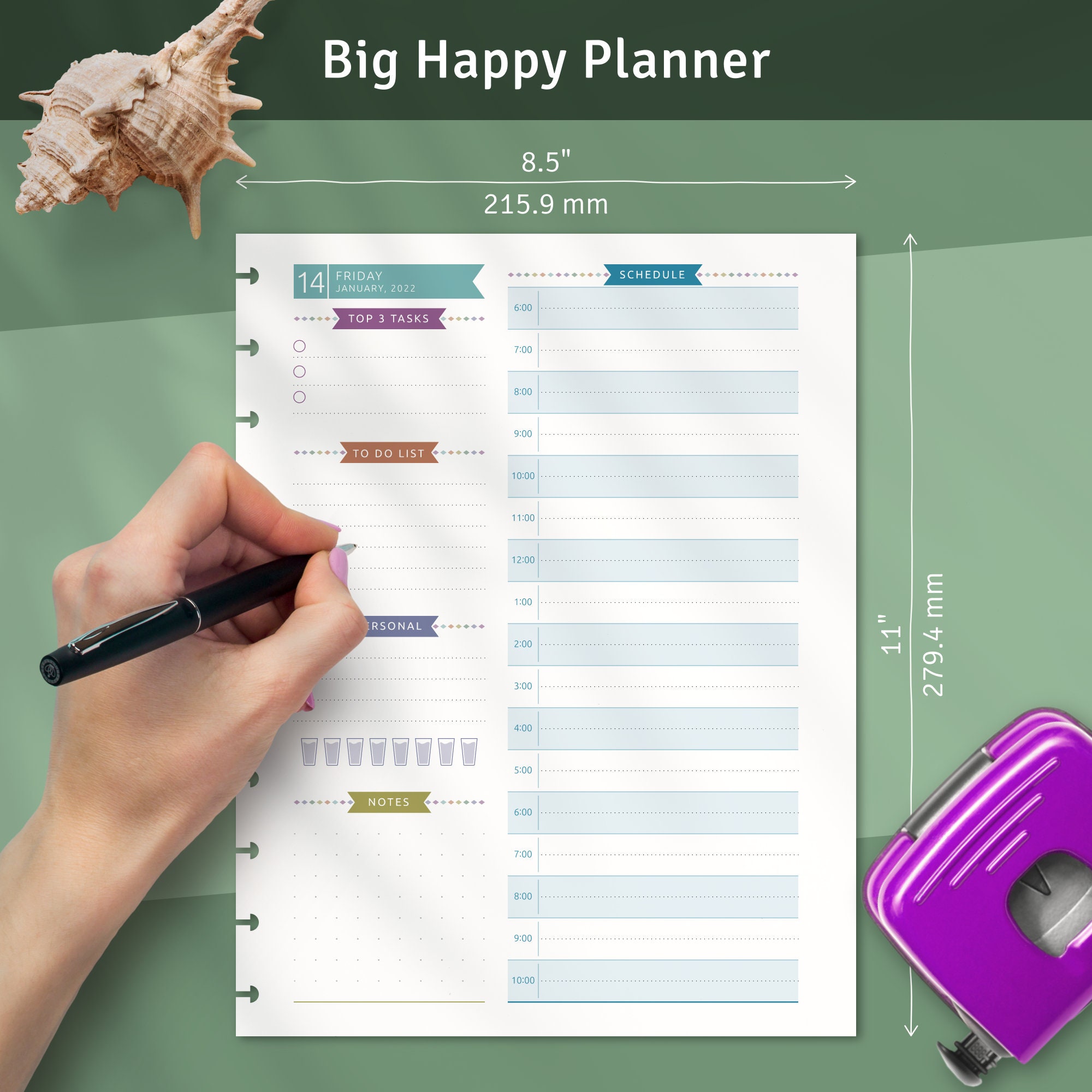 Daily Happy Planner Template, Printable PDF Insert - Etsy