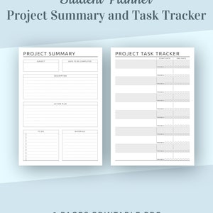 Student Project Planner Printable Template, School Project Tracker ...