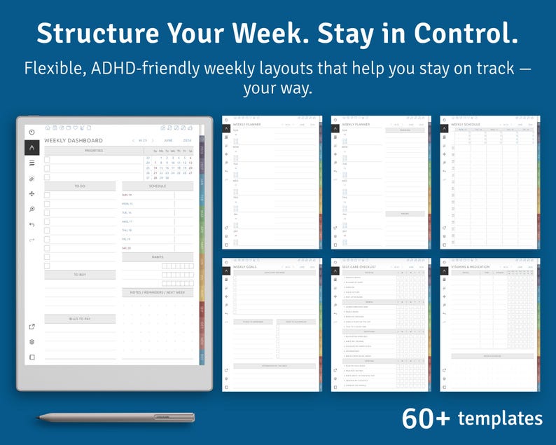 2025 2026 ADHD Digital Planner for Remarkable 2, Paper Pro, 1 & Move ...
