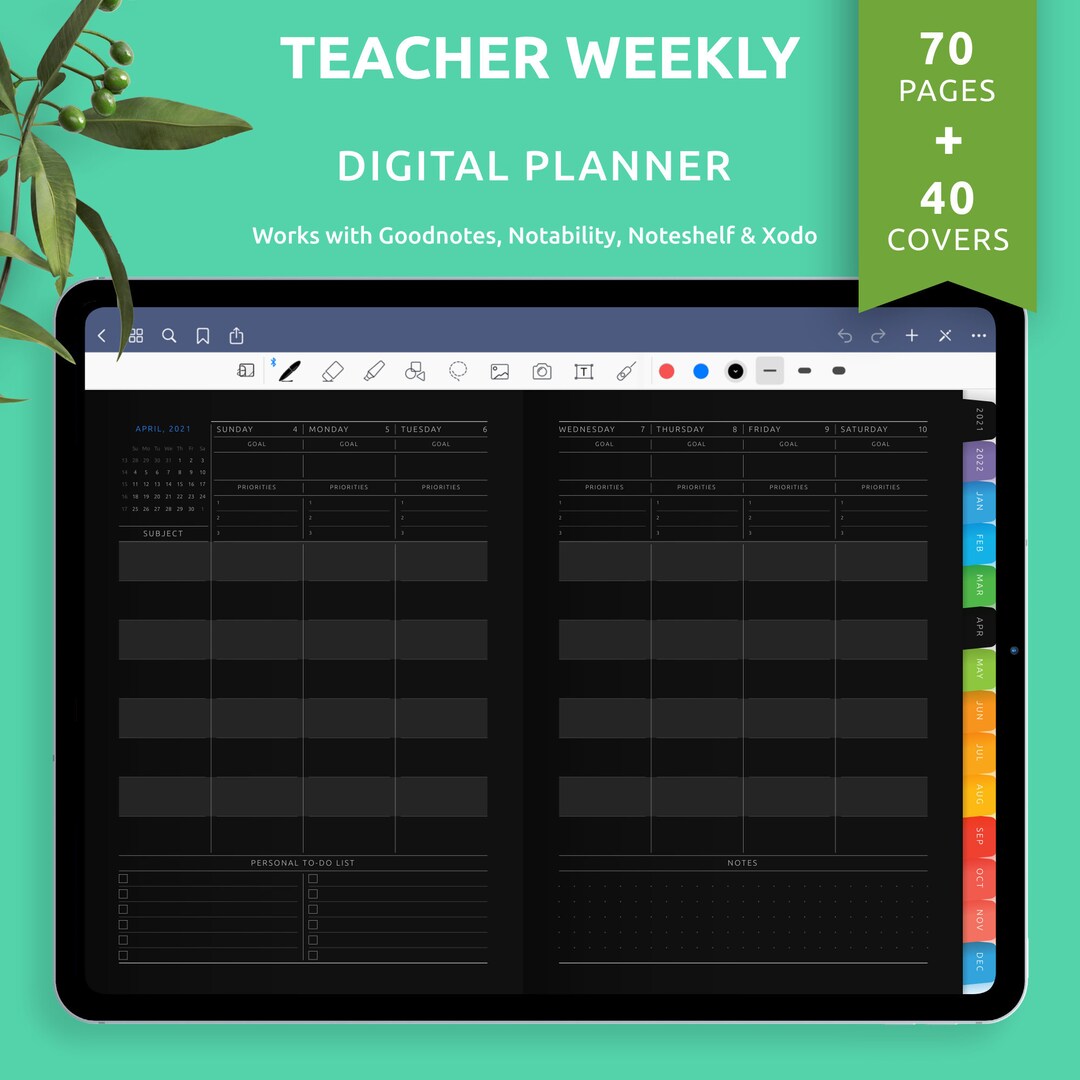 Teacher Weekly Digital Planner for Goodnotes, Notability, Teacher ...