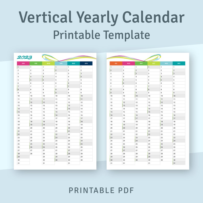 Yearly Planner Insert, Vertical Planner, Weekly Calendar, Two Page ...