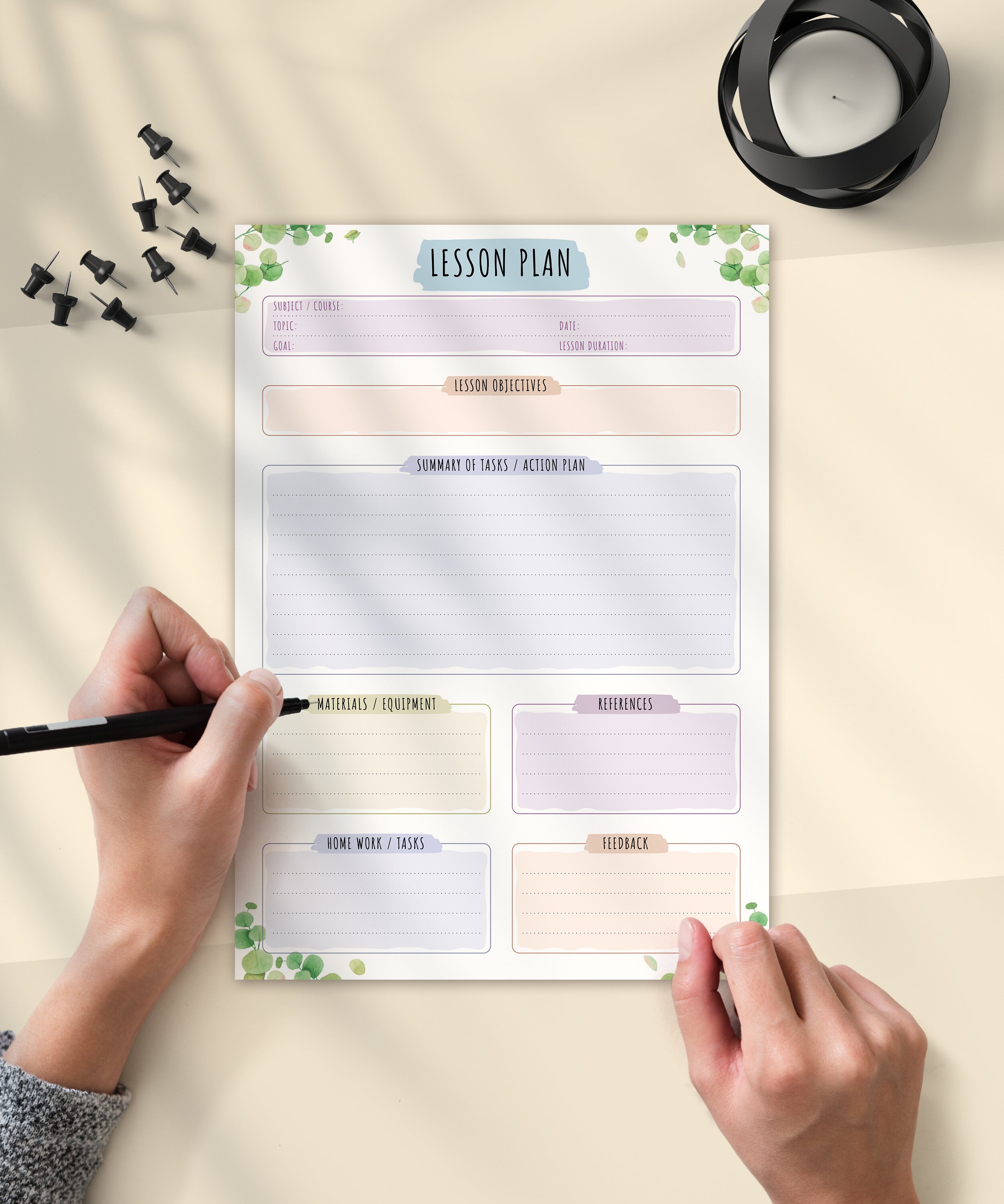 Floral Teacher Lesson Plan Template, Printable Planner (PDF) - Etsy
