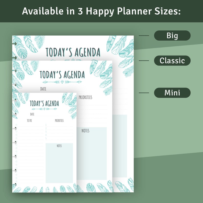 Daily Agenda Template for Happy Planner Classic, Big, Mini, Day at a ...