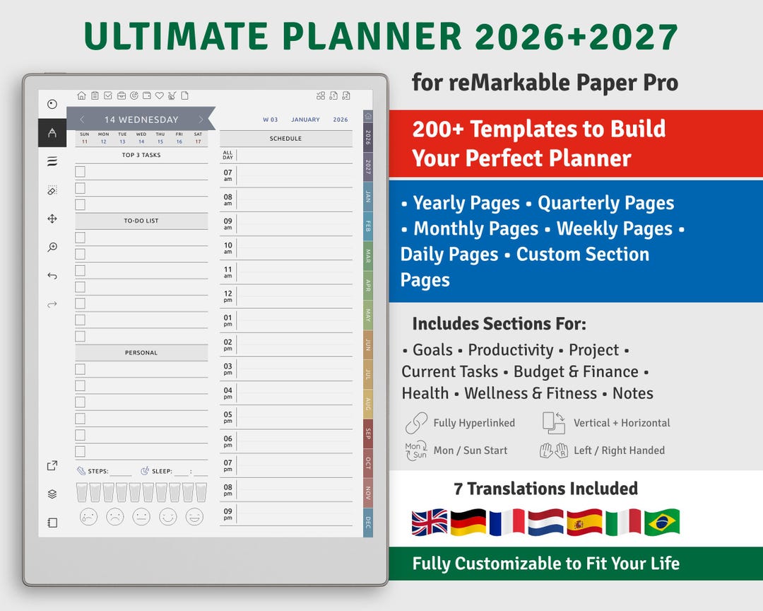 Ultimate Digital Planner 2026+2027 for Remarkable Paper Pro ...
