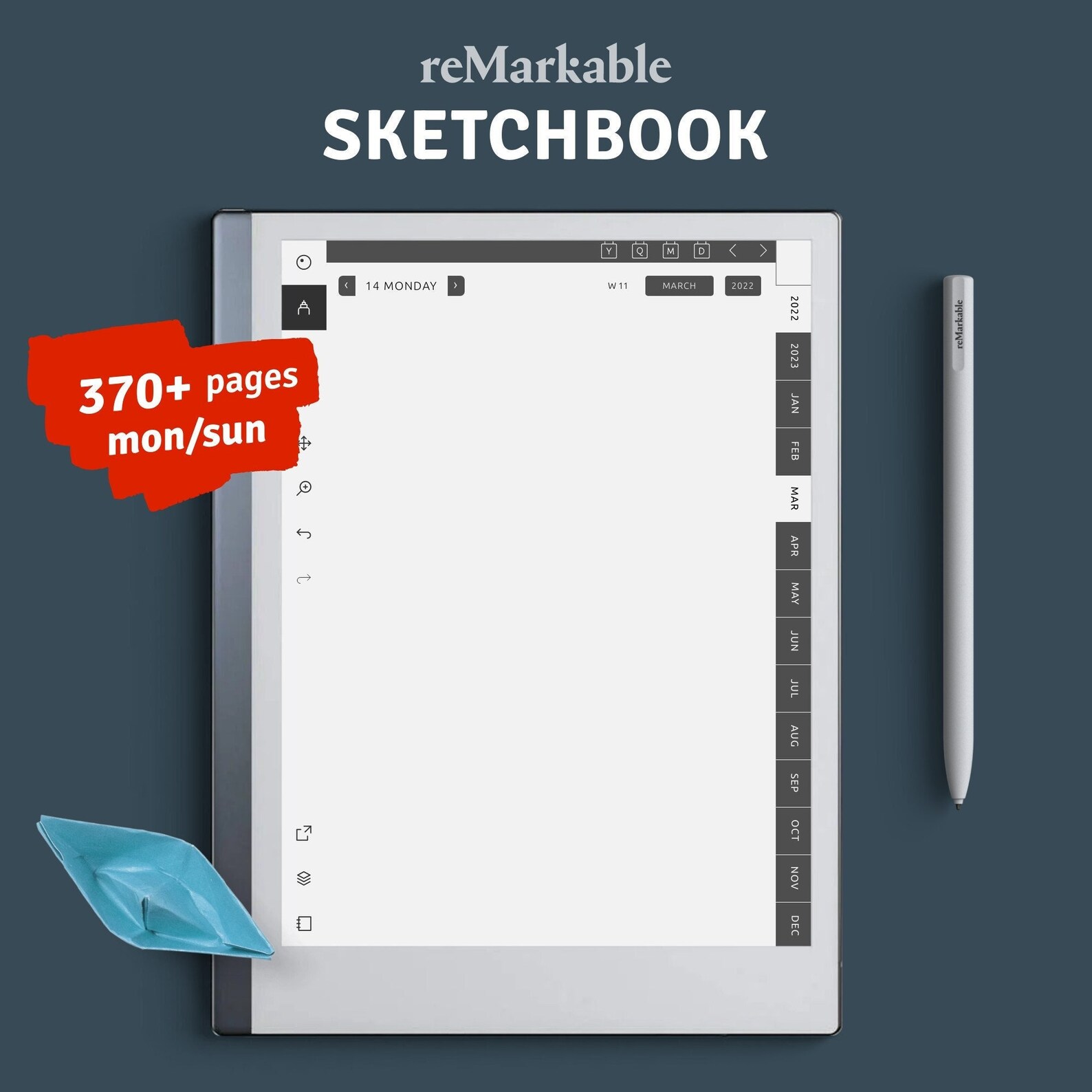 Remarkable Sketchbook Hyperlinked Daily Notes Template PDF - Etsy