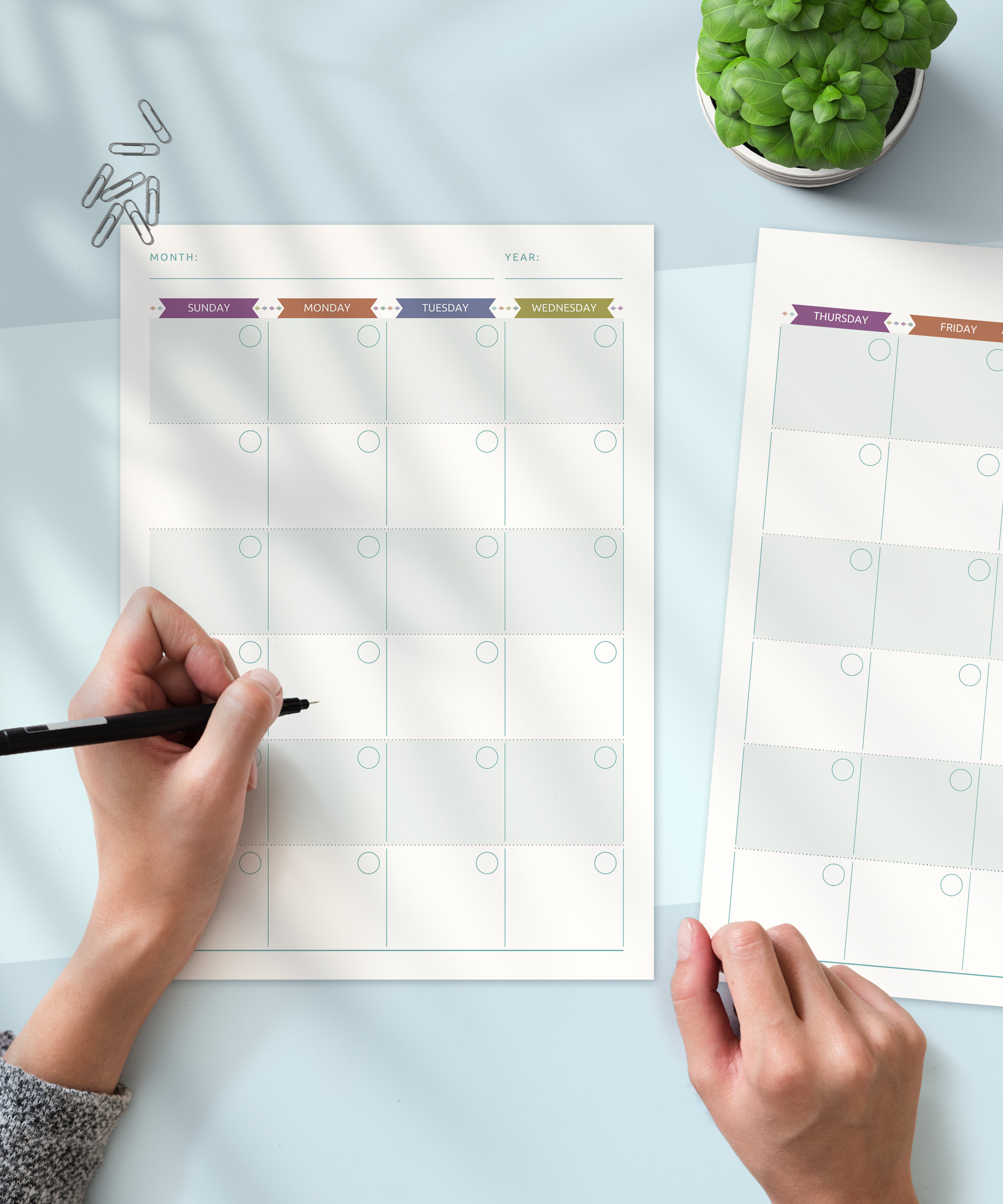 Undated Monthly Calendar Printable, Two Page Layout (PDF) - Etsy