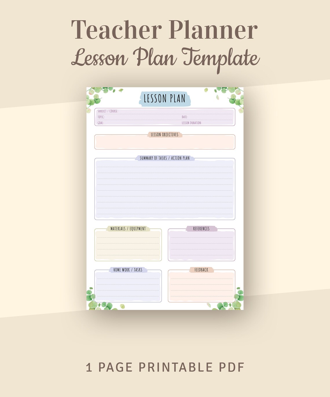 Teacher Lesson Plan Template Printable Lesson Planner Lesson | Etsy Canada