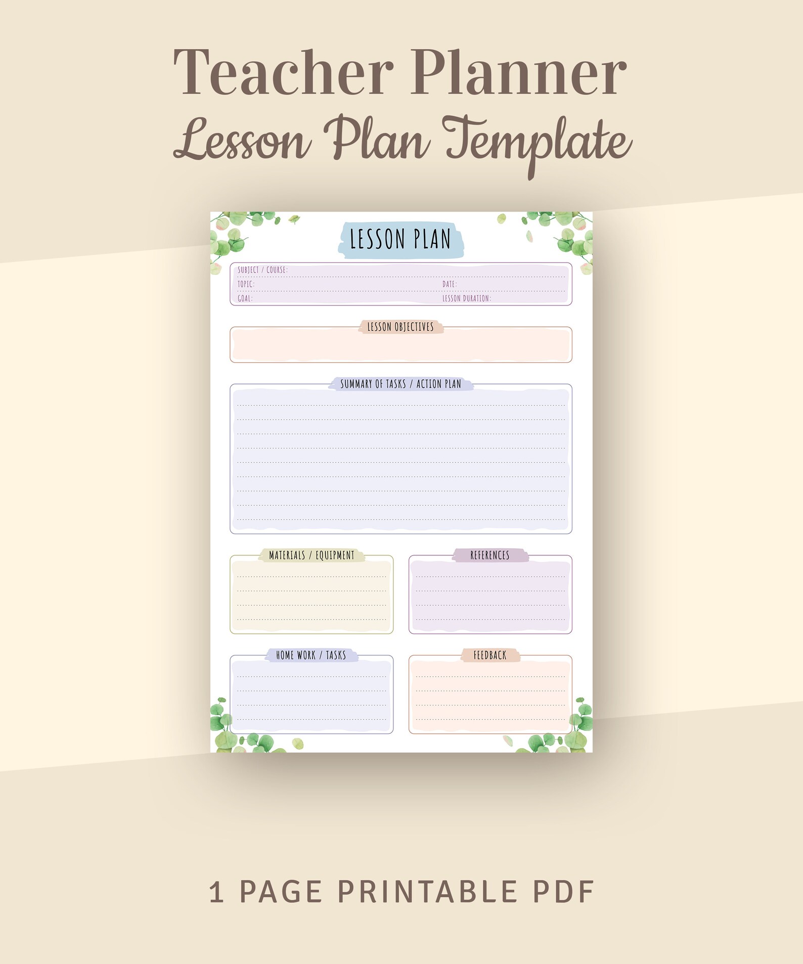 Teacher Lesson Plan Template, Printable Lesson Planner, Lesson Planning ...