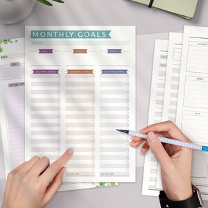 Monthly Goal Setting Kit, Collection 20in1 Printable Monthly Goals ...