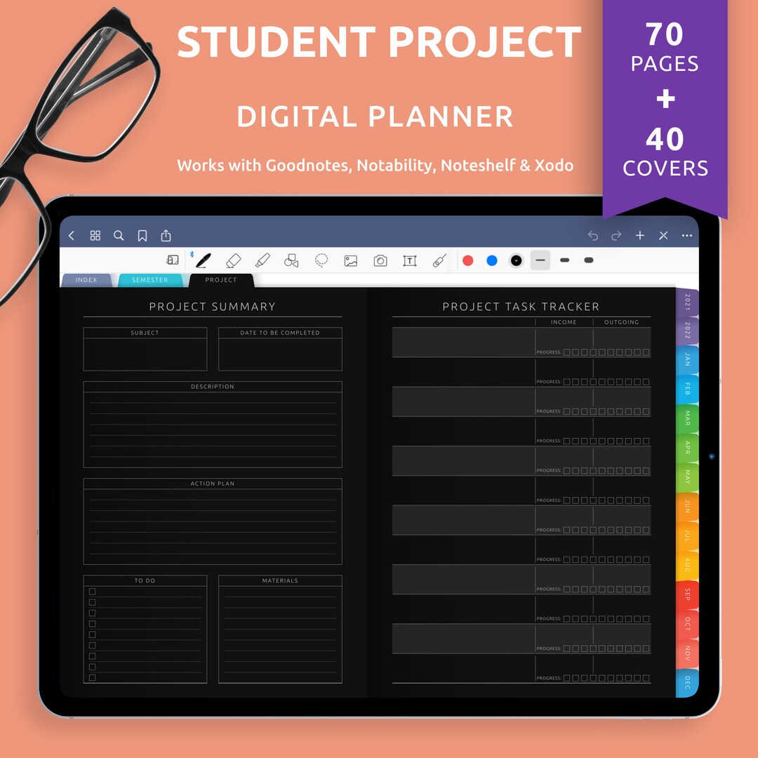 Student Project Digital Planner for Goodnotes, Notability, Study ...
