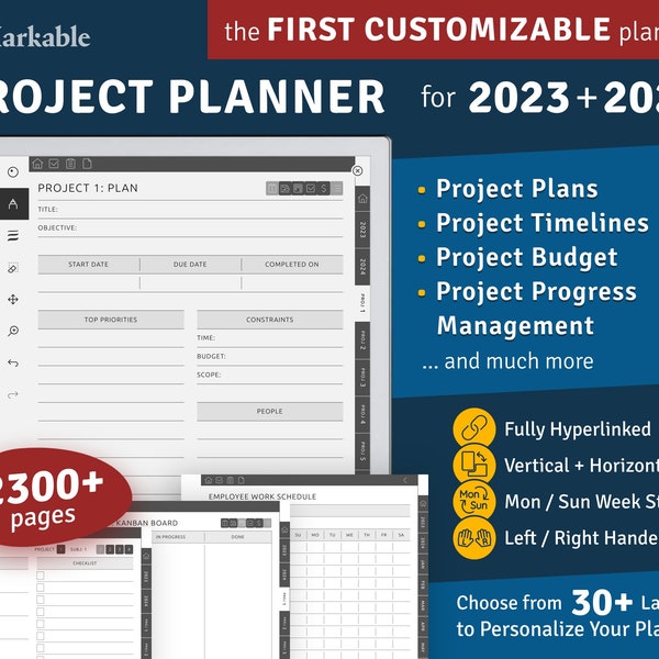 Remarkable 2 Templates Project Management - Etsy