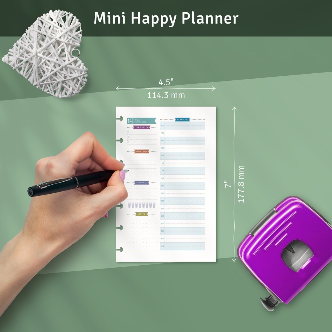 Daily Happy Planner Template, Printable PDF Insert - Etsy