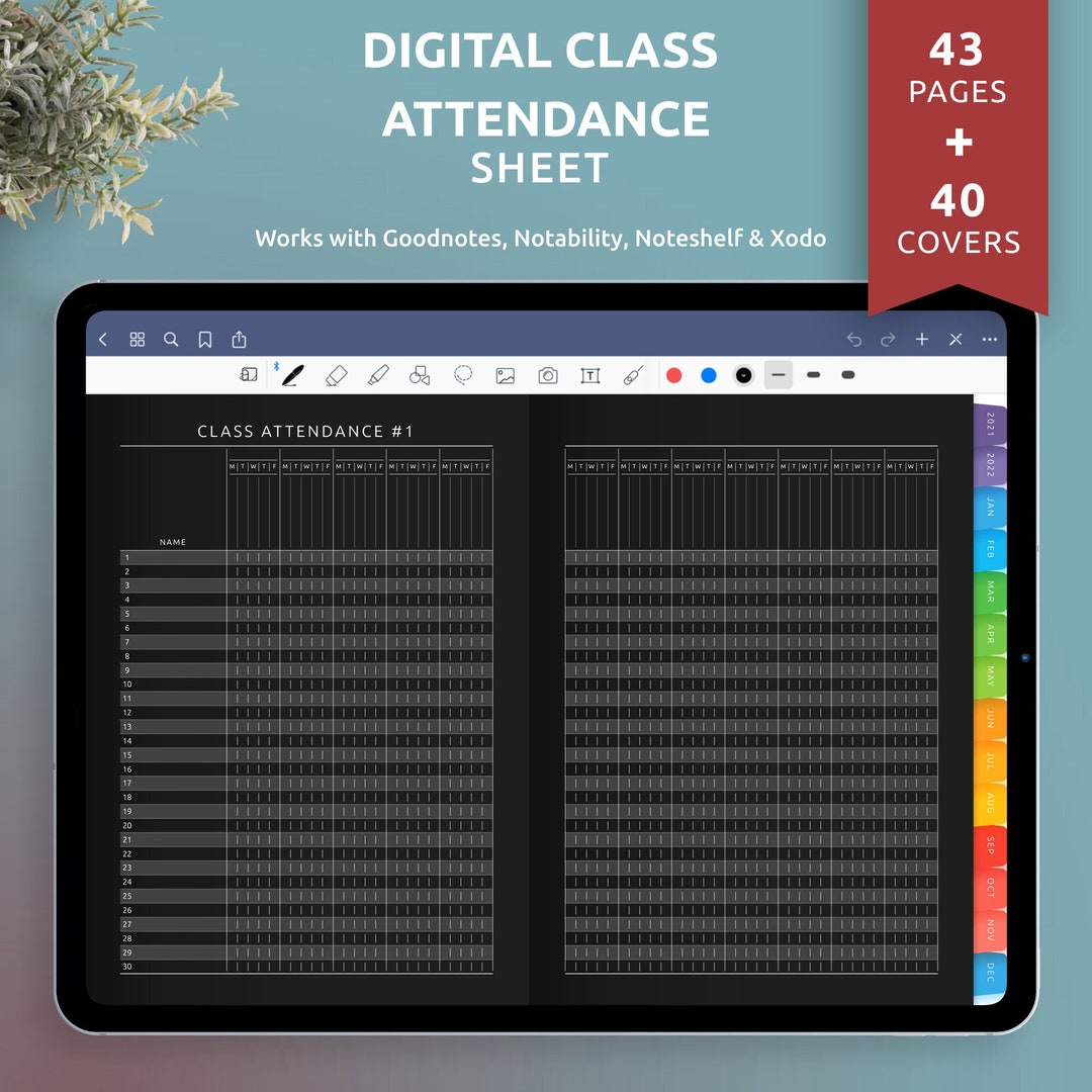 Digital Weekly Teacher Attendance Sheet, Classroom Attendance Template ...