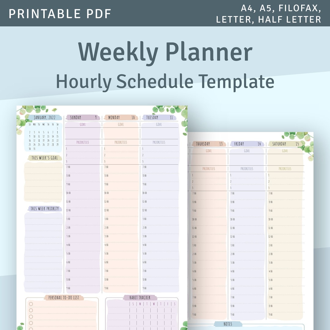 Dated Weekly Planner 2024 2025, Printable Weekly Agenda Template, Week ...