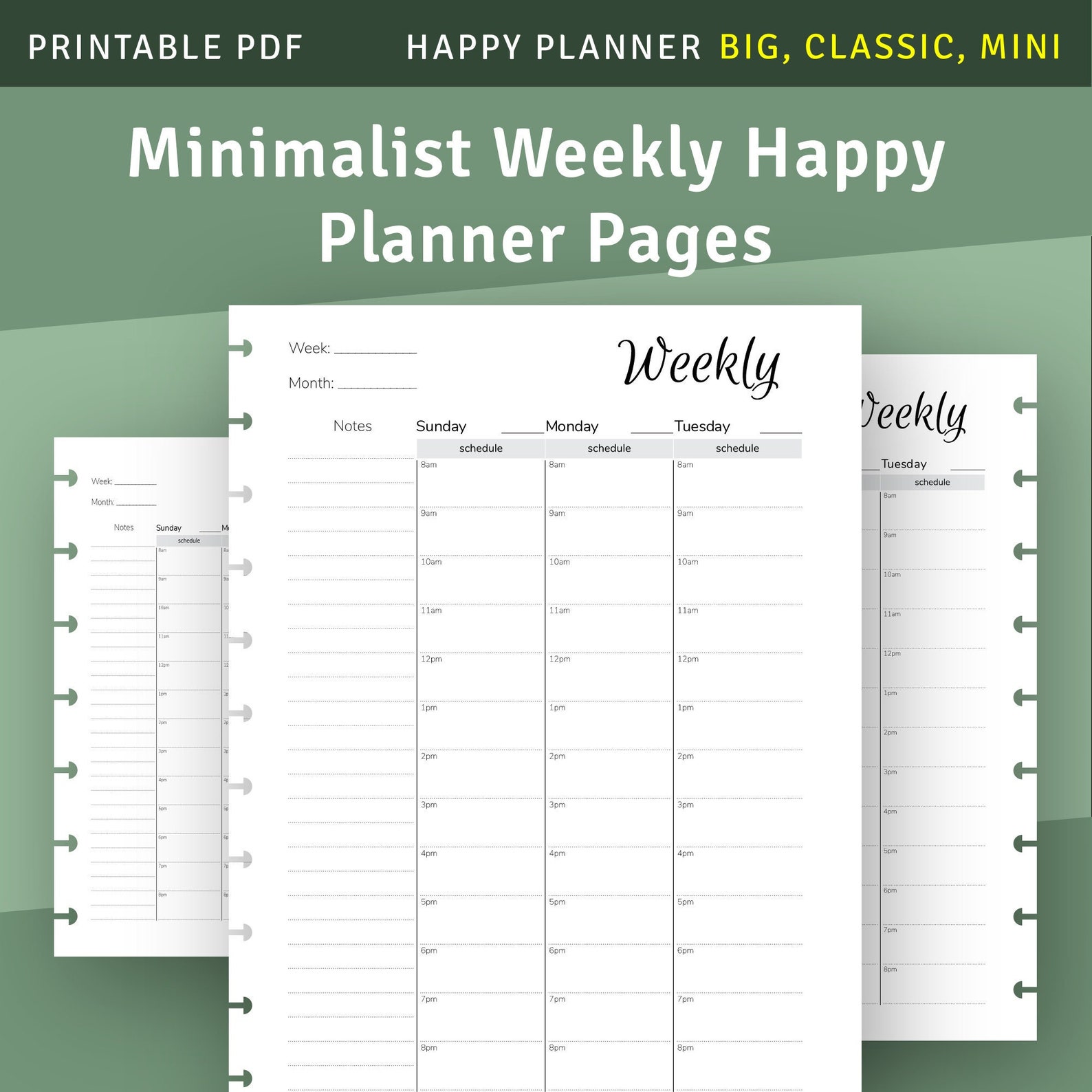 Weekly Hourly Happy Planner Printable Template (PDF) - Etsy