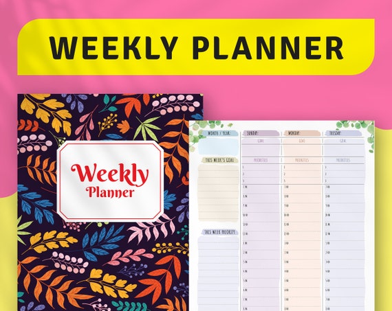 Printable Undated Weekly Planner Floral Style Vertical | Etsy