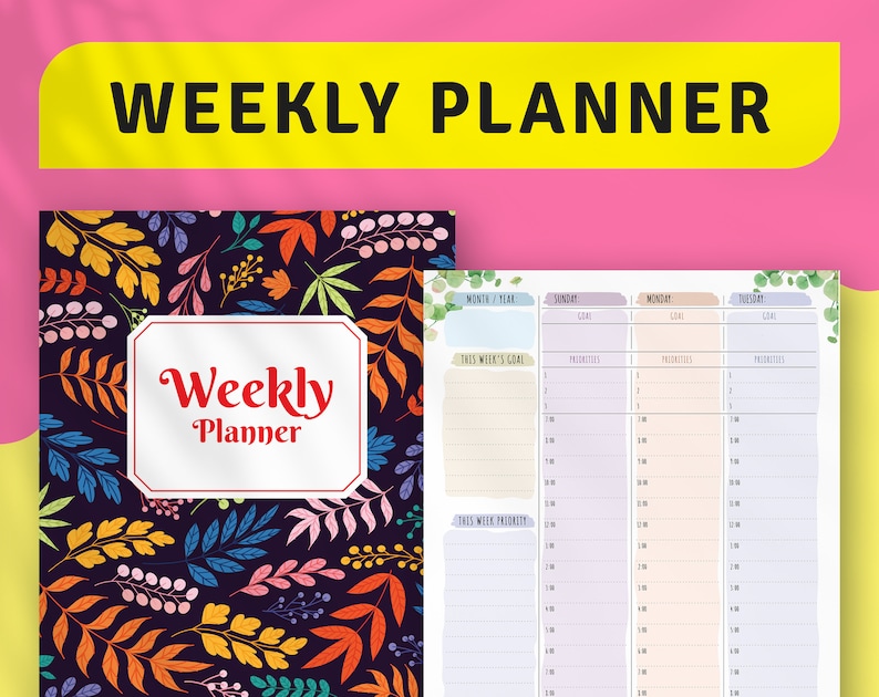 Printable Undated Weekly Planner Floral Style Vertical - Etsy
