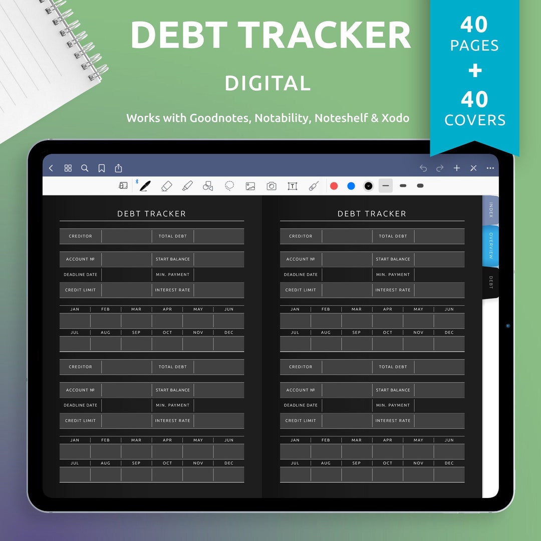 Digital Debt Tracker, Budget Planner for Goodnotes / Notability, Xodo ...