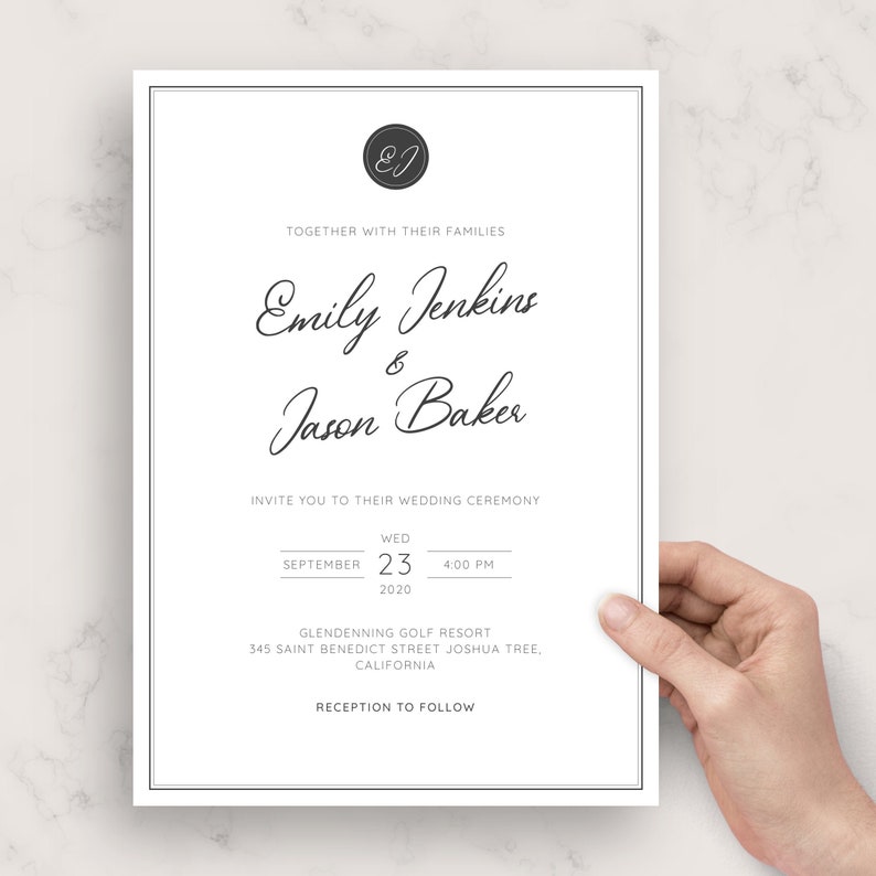 Wedding Invite Simple Elegant Wedding Invitation Suite | Etsy