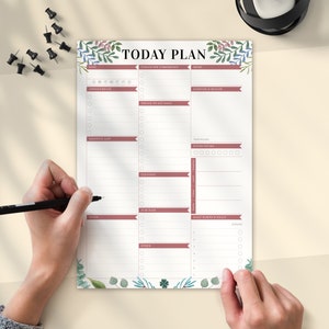 Botanical Daily Planner Template, Undated Daily Agenda, Instant ...