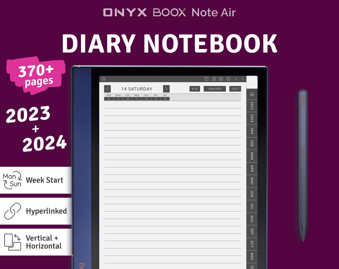 BOOX Note Air Diary Notebook, 365 Ruled Journal Pages, Digital Download ...