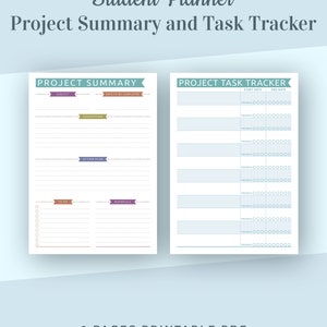 Student Project Planner Printable Template, School Project Tracker ...