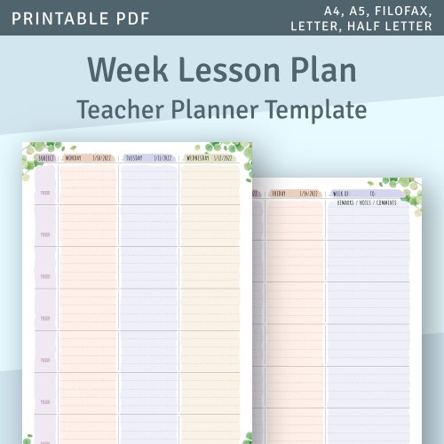 Lesson Plan Template Weekly Lesson Planner Printable - Etsy