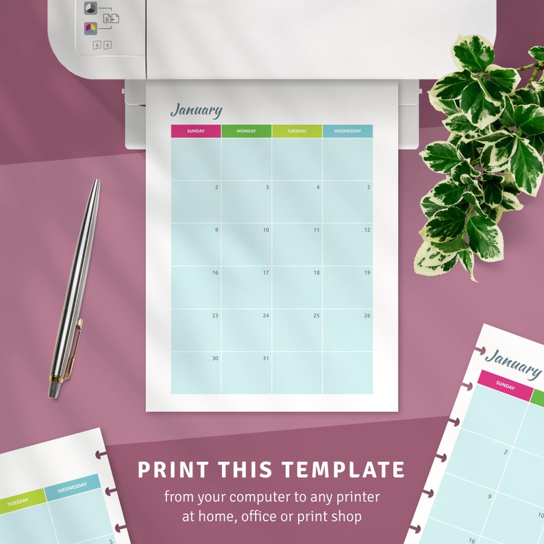 Happy Planner Monthly Calendar Insert, Classic Big Mini (PDF Pattern ...