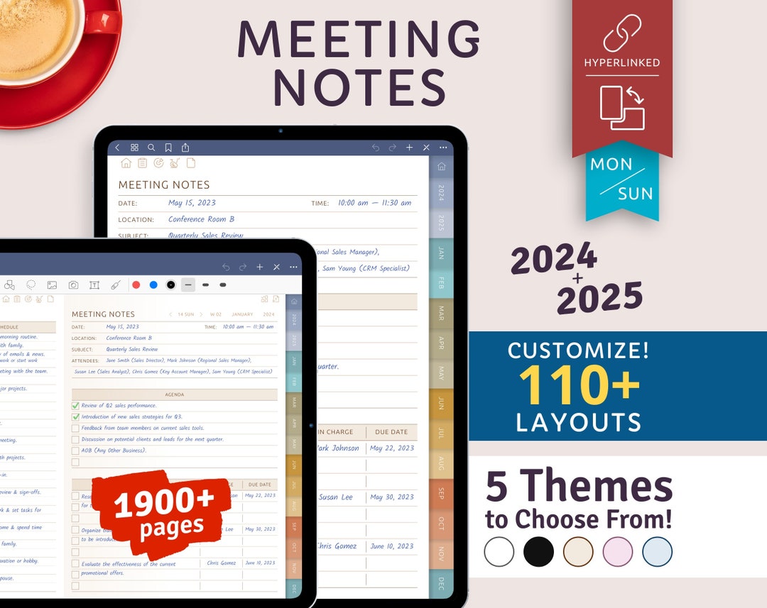 Digital Meeting Notes Planner for iPad / Android Tablet, Goodnotes ...