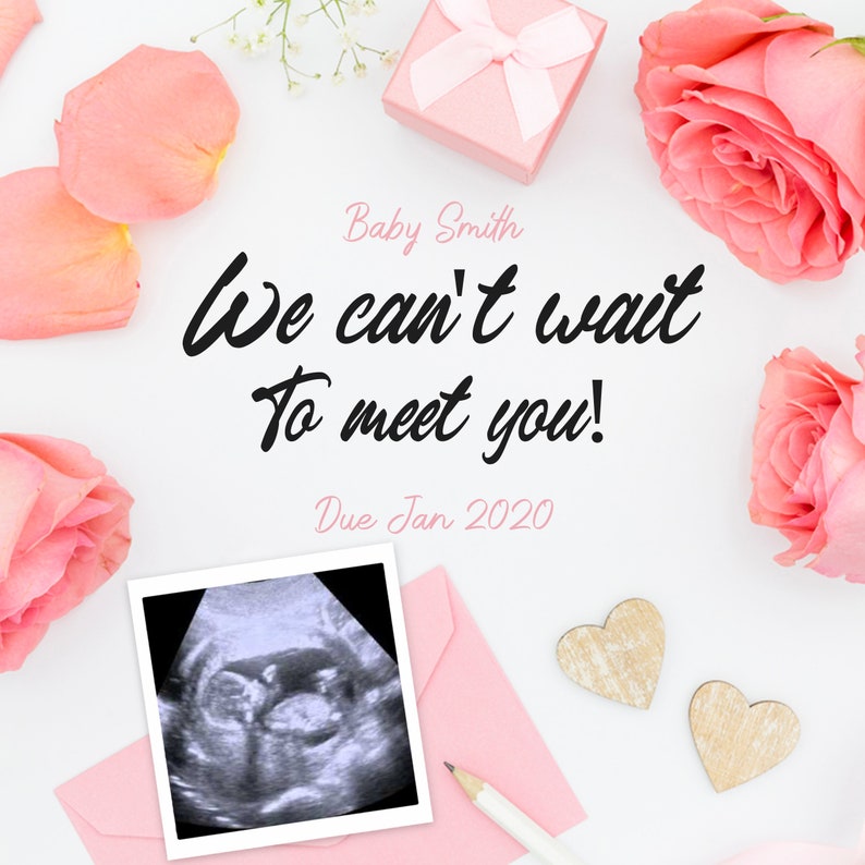 Editable Baby Due Date Announcement Card Social Media - Etsy