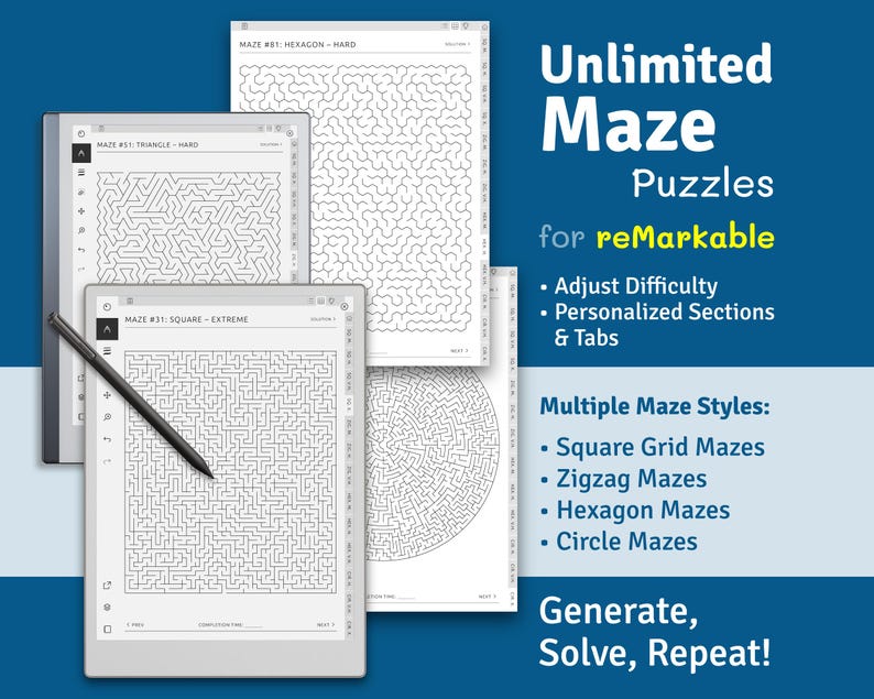 Unlimited Maze Puzzles for Remarkable: Auto-generating, Hyperlinked ...