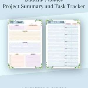Student Project Planner Printable Template, School Project Tracker ...