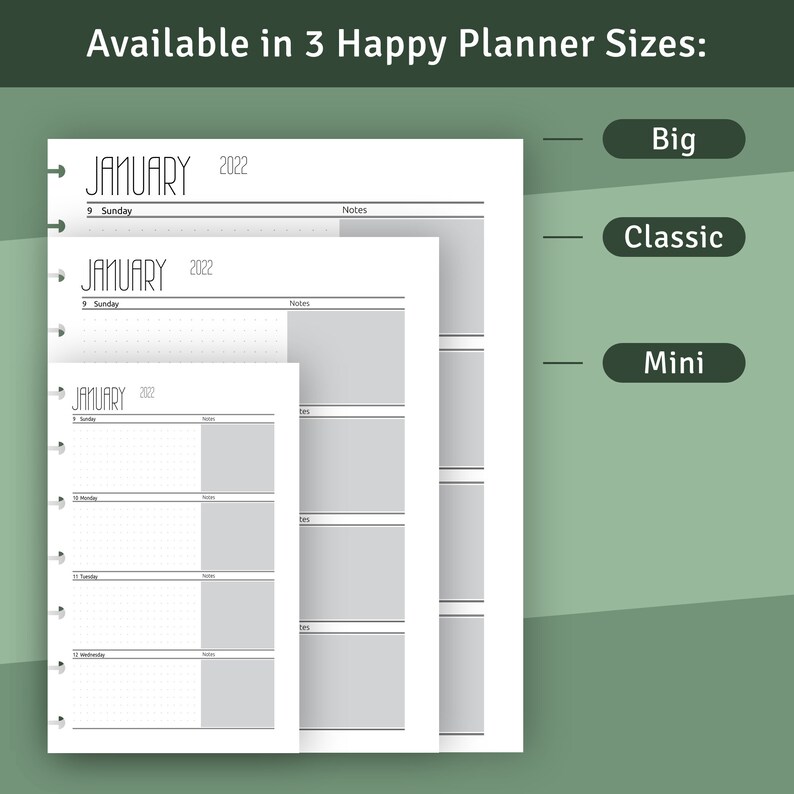 Dotted Weekly Happy Planner Templates, Printable Horizontal Weekly ...