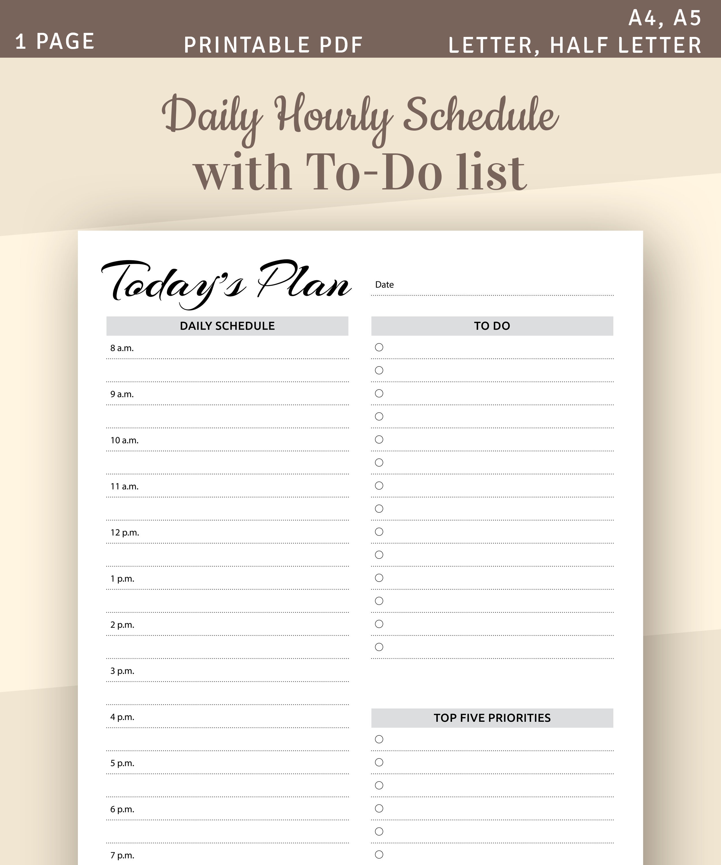 Paper Planner Bundle 4 Color Pack Daily Planner and Hourly Planner ...