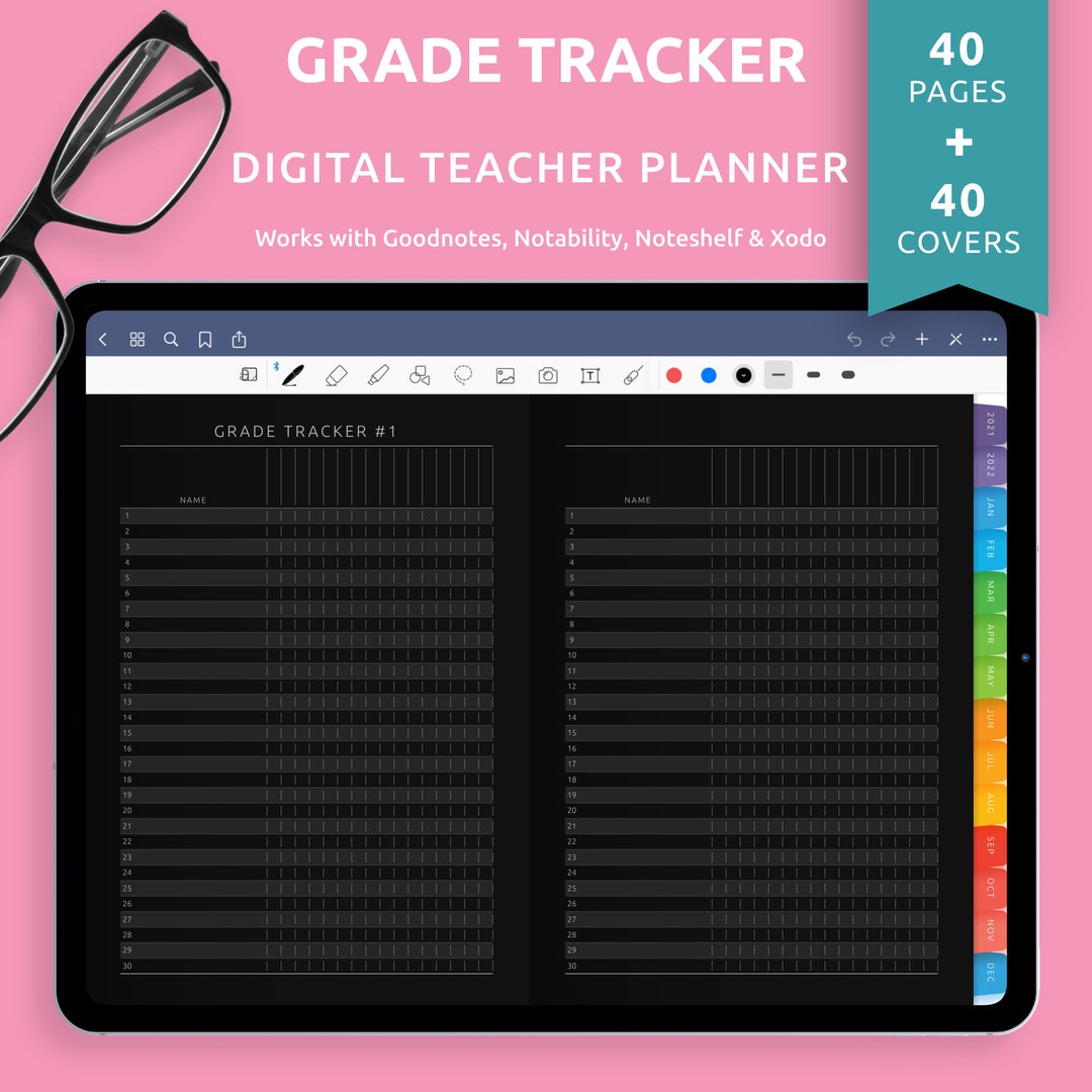 Class Grade Tracker Digital Template for Goodnotes, Notability, Teacher ...
