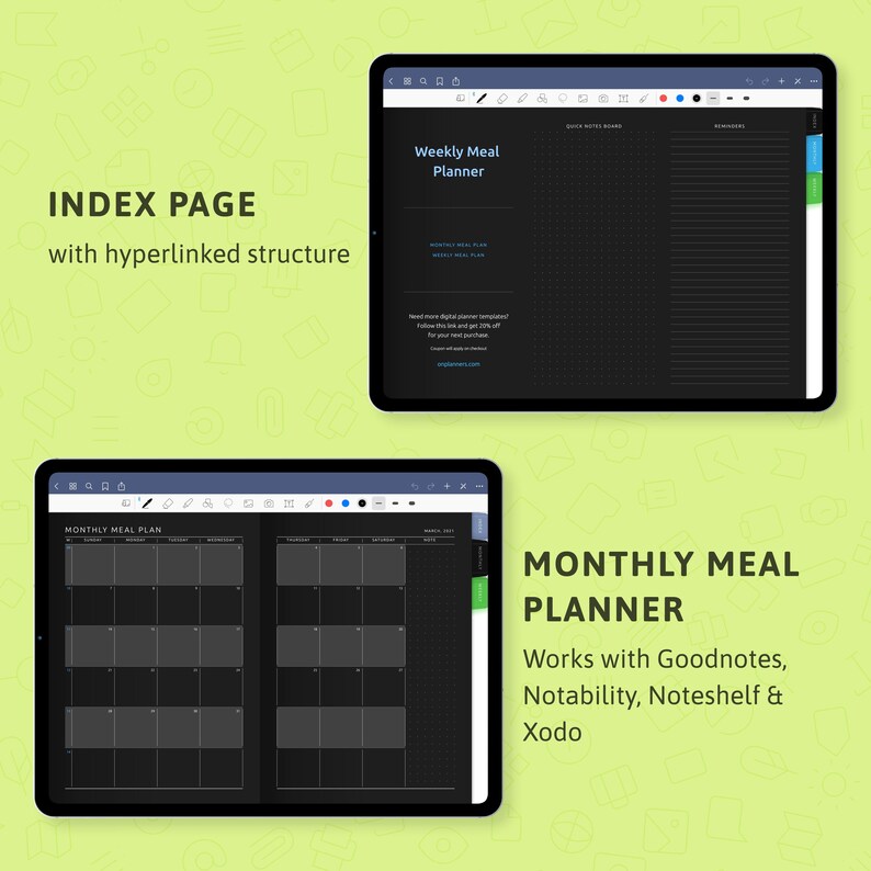 Digital Weekly Meal Plan Template for Goodnotes Notability - Etsy