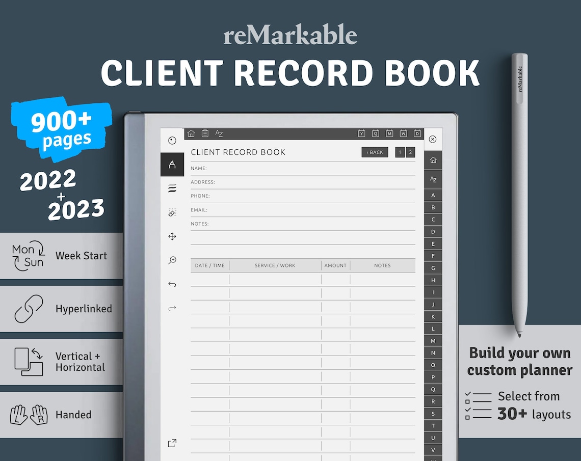 Client Record Book for Remarkable 2 and 1 Client Tracker - Etsy